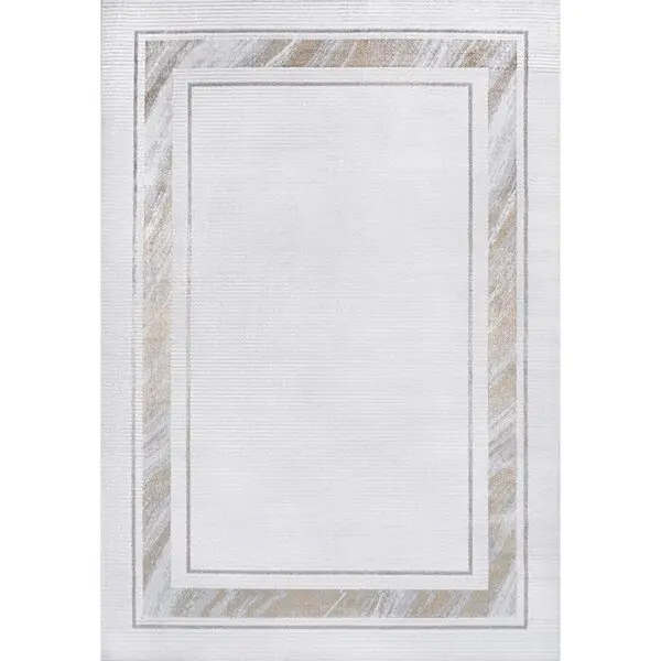 JONATHAN Y Athens Classic Border Marble Pattern High-low Area Rug - Silver/gold
