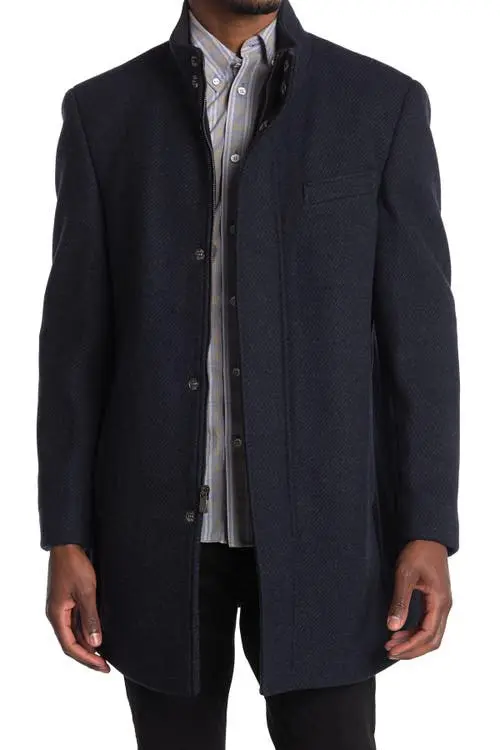 Hart Schaffner Marx Genoa Wool-blend Twill Overcoat - Navy