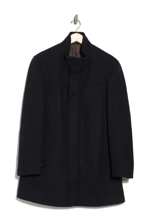 Hart Schaffner Marx Genoa Wool-blend Twill Overcoat - Navy