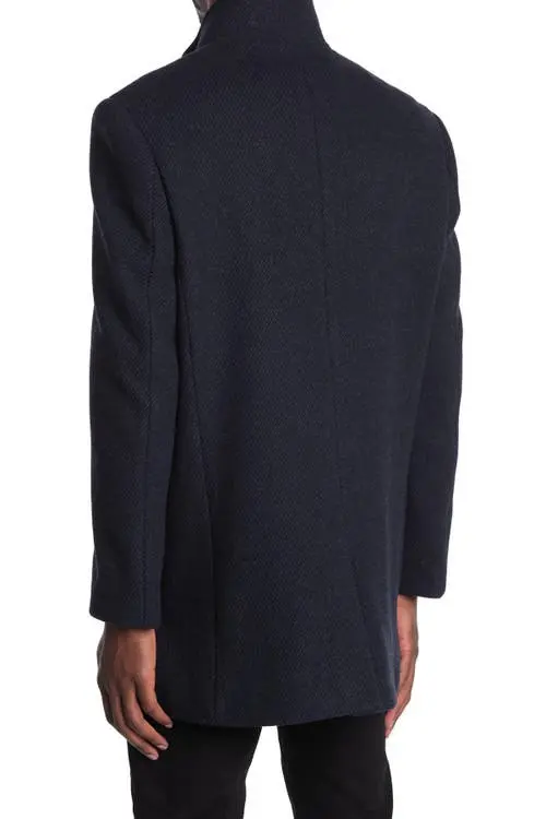 Hart Schaffner Marx Genoa Wool-blend Twill Overcoat - Navy