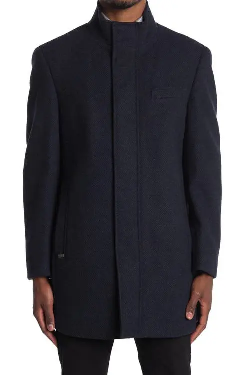 Hart Schaffner Marx Genoa Wool-blend Twill Overcoat - Navy