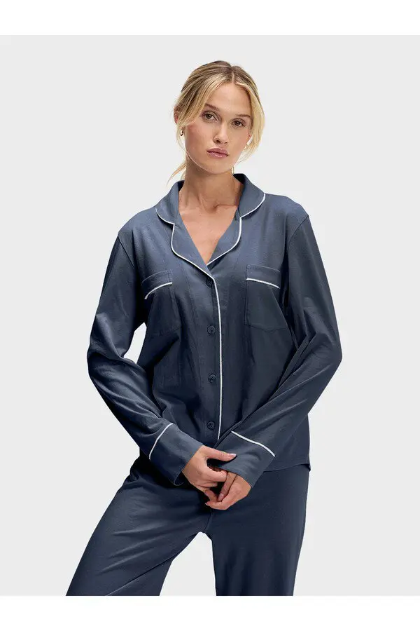 SARAH ALEXANDRA Long Sleeve Pajama Set: Caviar Dreams - Charcoal
