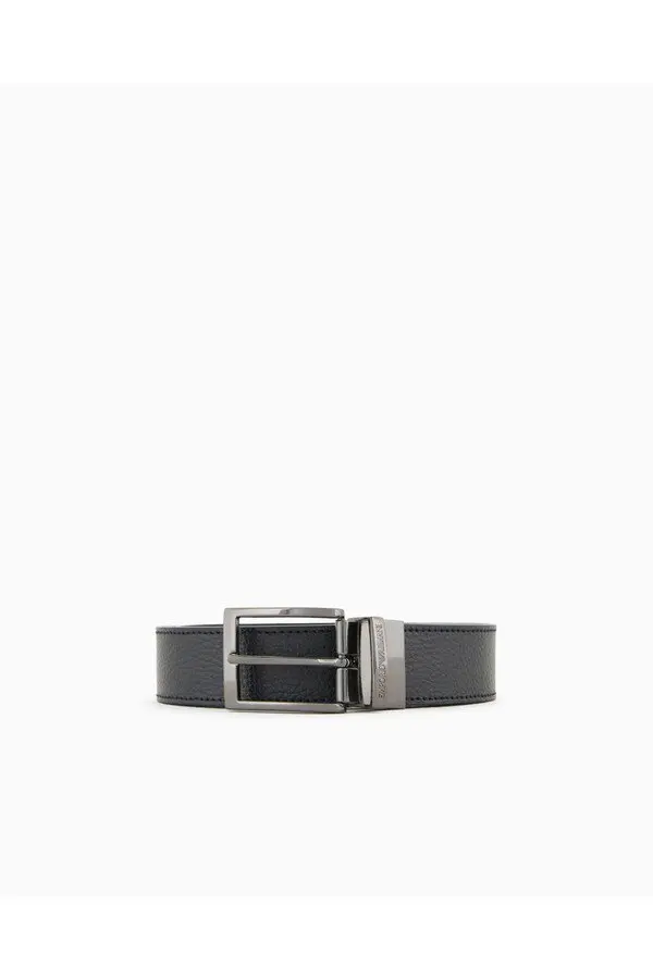 Emporio Armani Palmellato-leather Reversible Belt - Navy