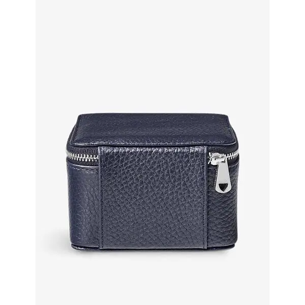 ASPINAL OF LONDON Logo-print Leather Watch And Ring Box - Navy