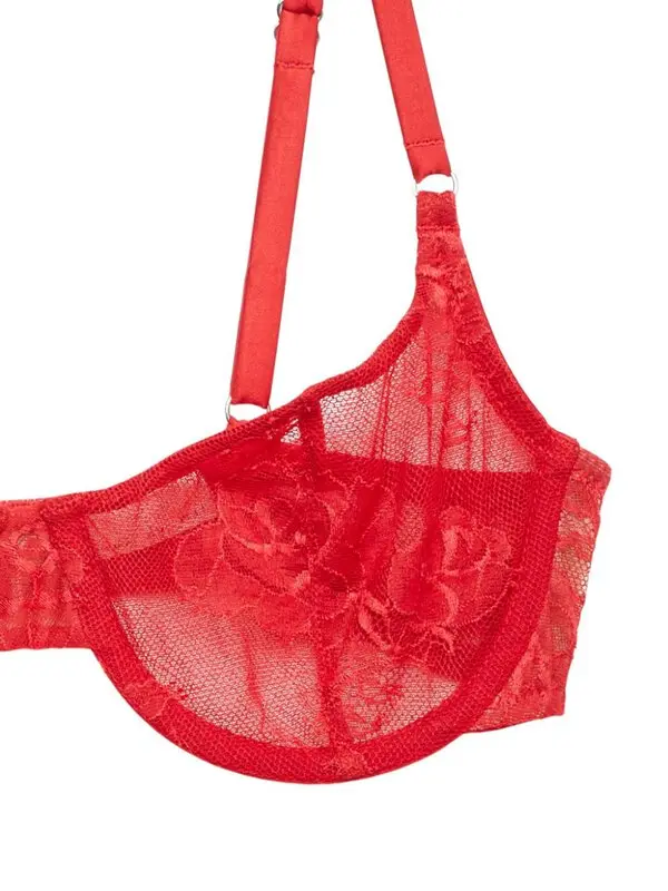 FLEUR DU MAL Bouquet Lace Scooped Balconette Bra - Red