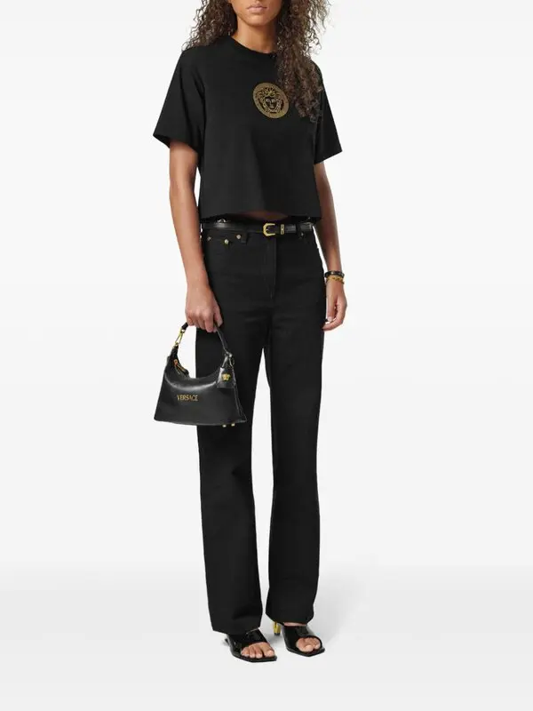 Versace Tag Nappa Shoulder Bag - Black