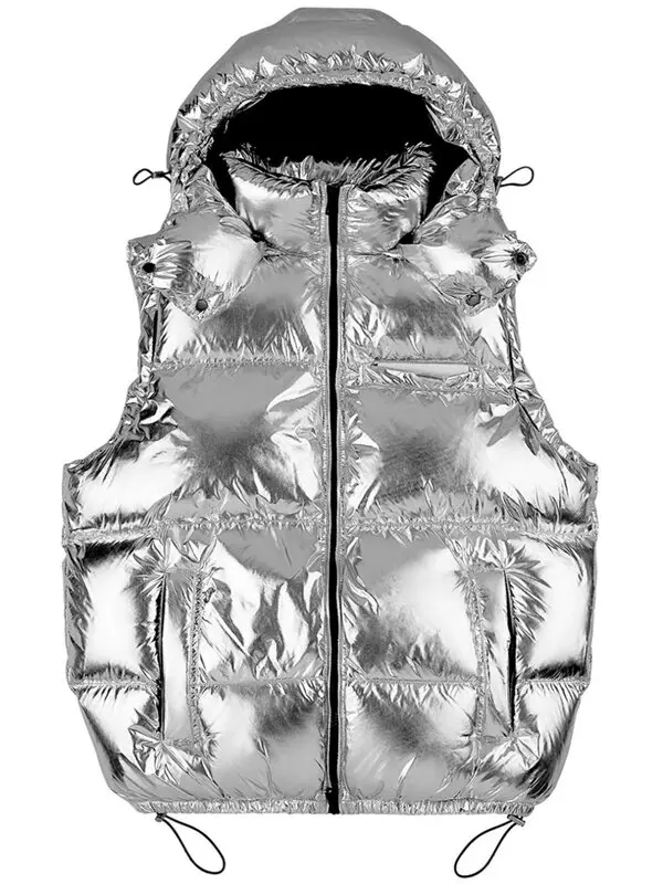 PURPLE BRAND Wordmark Puffer Vest - Silver