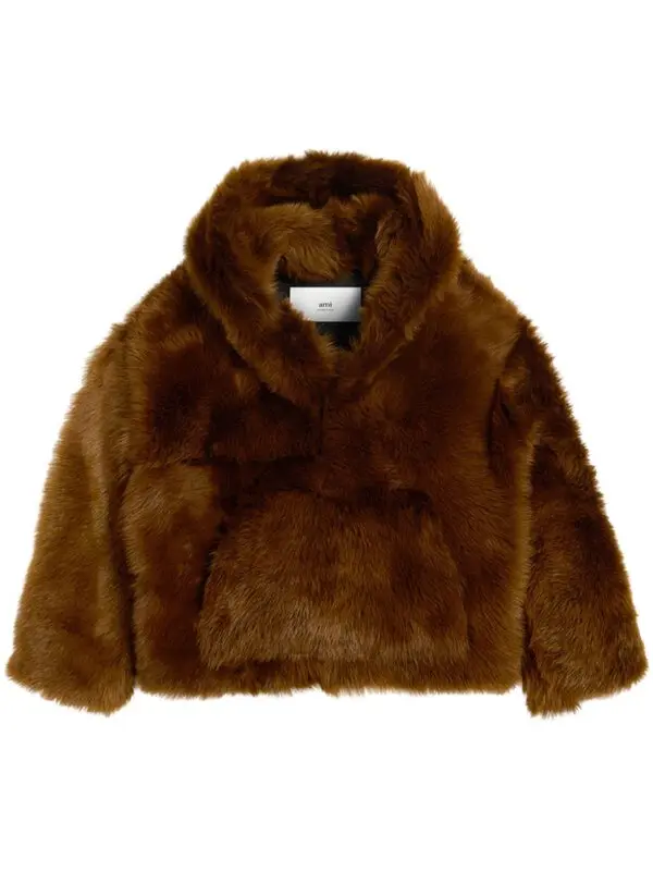 AMI Paris Lamb Shearling Hooded Jacket