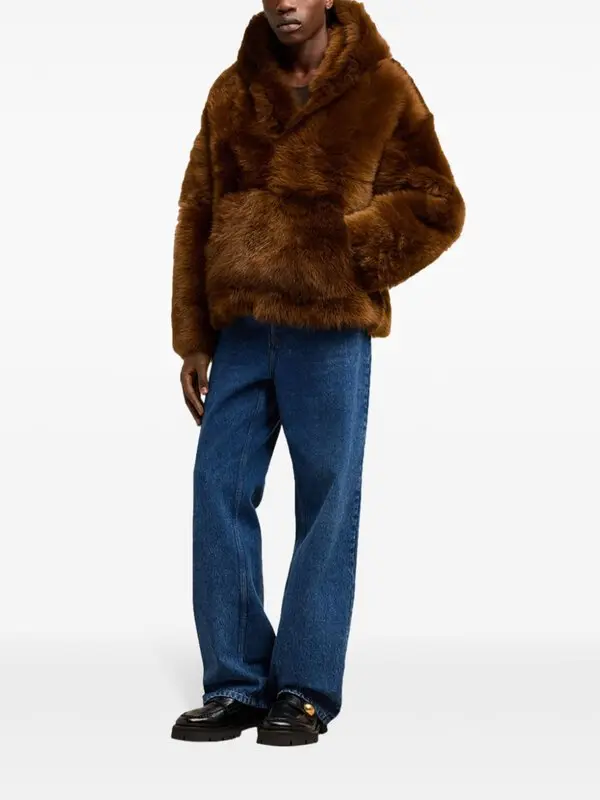 AMI Paris Lamb Shearling Hooded Jacket