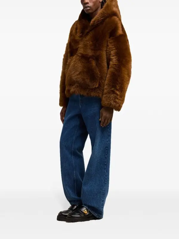 AMI Paris Lamb Shearling Hooded Jacket