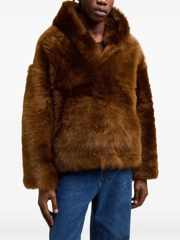 AMI Paris Lamb Shearling Hooded Jacket
