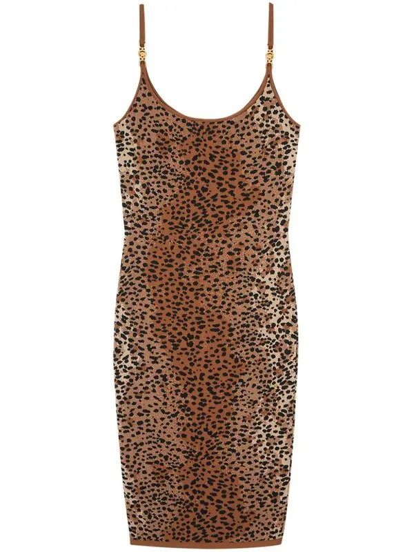 Versace Leopard-jacquard Midi Dress
