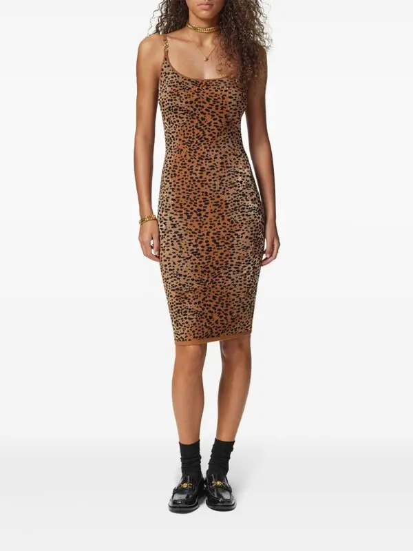 Versace Leopard-jacquard Midi Dress