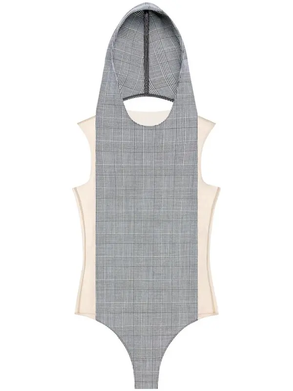 COURREGES Illusion Hooded Bodysuit - Grey