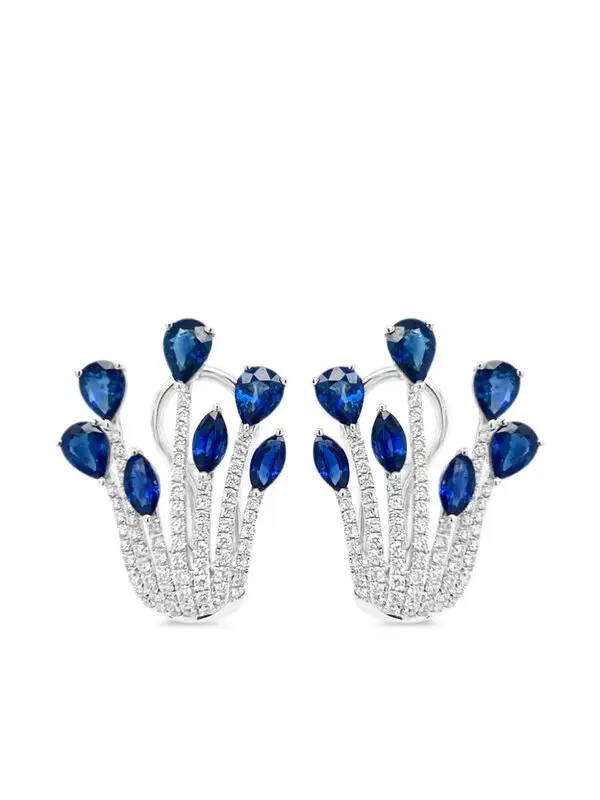 HYT JEWELRY 18kt White Gold Diamond And Sapphire Clip-on Earrings - Silver