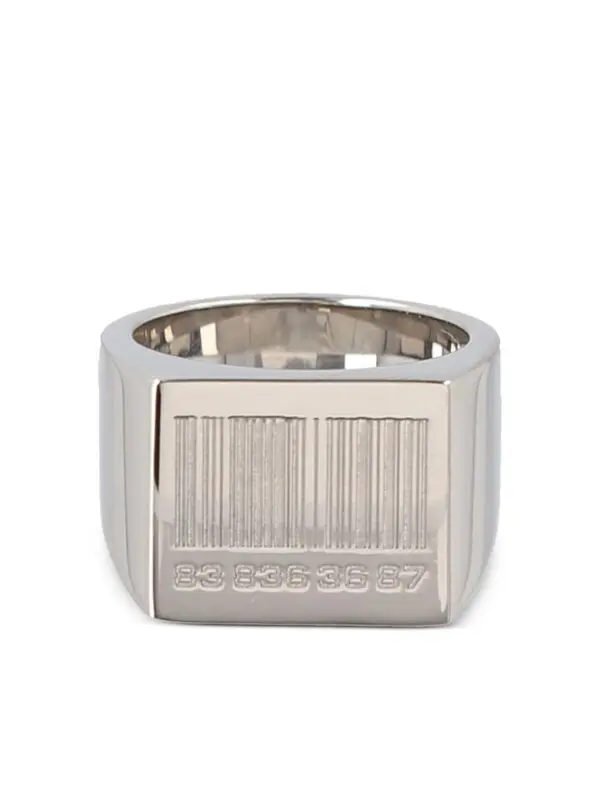 VTMNTS Signet Band With Barcode - Silver