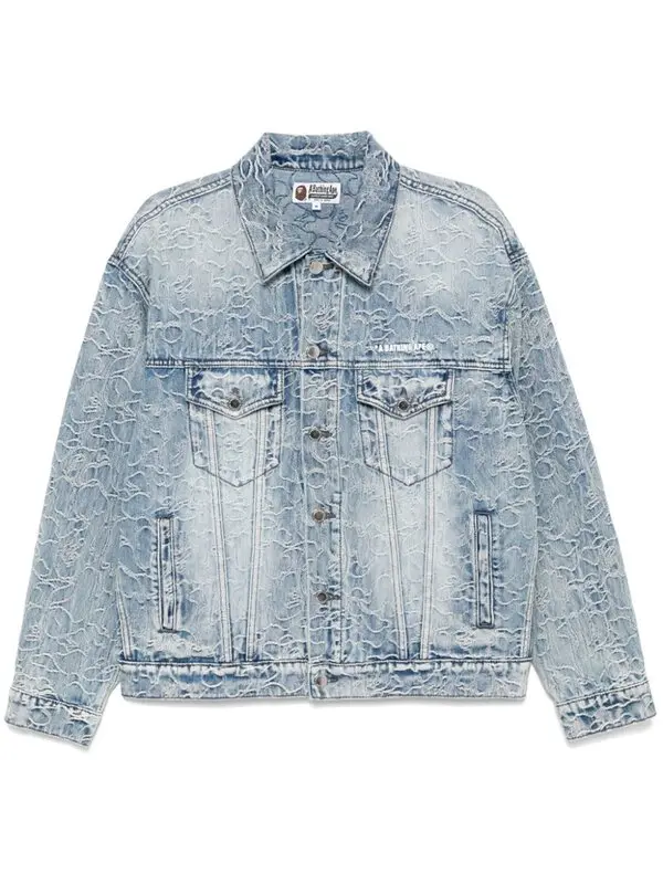 A BATHING APE Logo-embroidered Denim Jacket - Blue