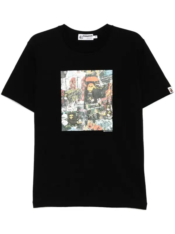 A BATHING APE Flyer-printed T-shirt - Black