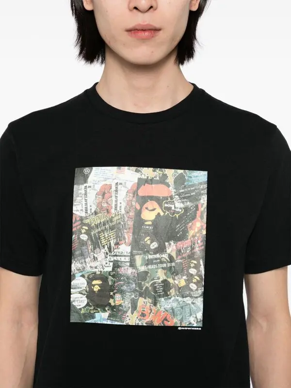 A BATHING APE Flyer-printed T-shirt - Black