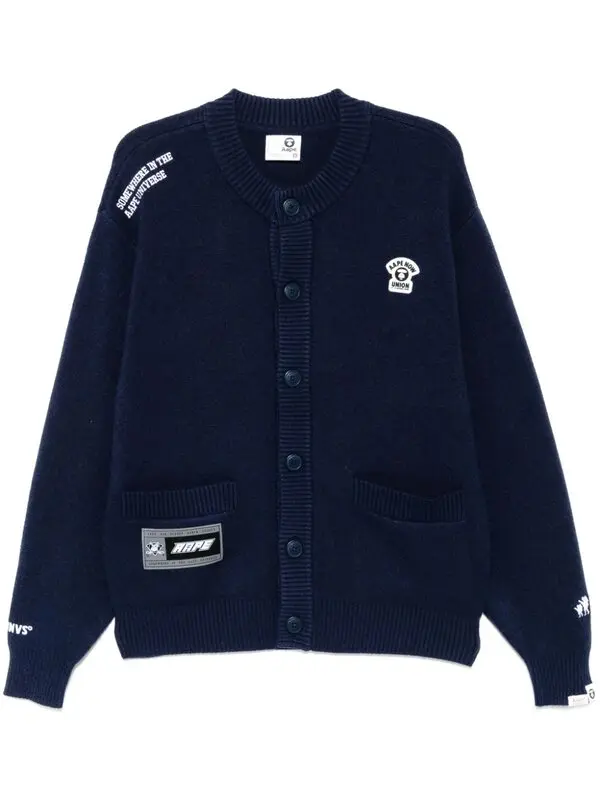 Aape By *A Bathing Ape® Moonface Logo Cardigan In Blue - 40% Off