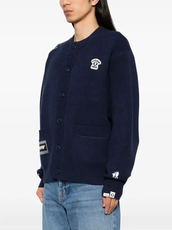 Aape By *A Bathing Ape® Moonface Logo Cardigan In Blue - 40% Off