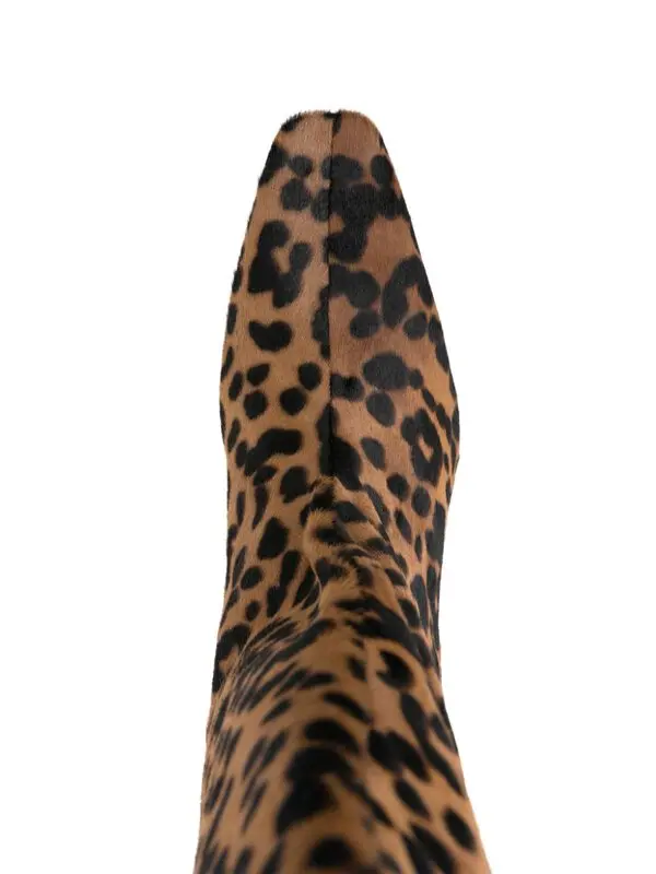 TOTEME 35mm Leopard Print Brushed Boots - Brown