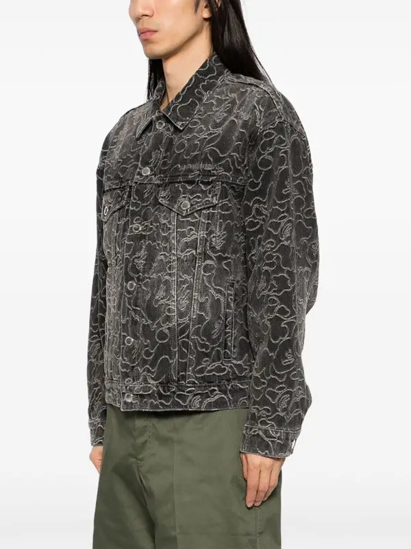 A BATHING APE Logo-embroidered Denim Jacket - Black