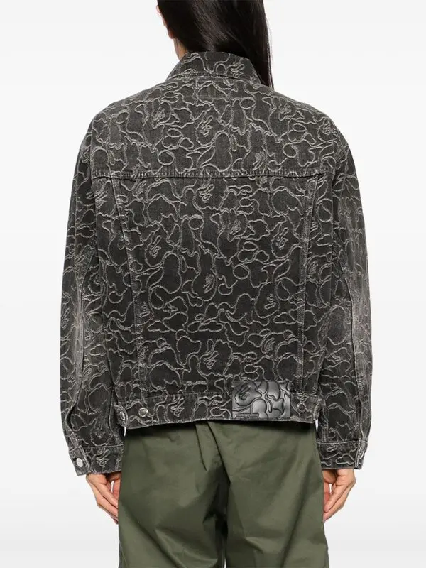 A BATHING APE Logo-embroidered Denim Jacket - Black
