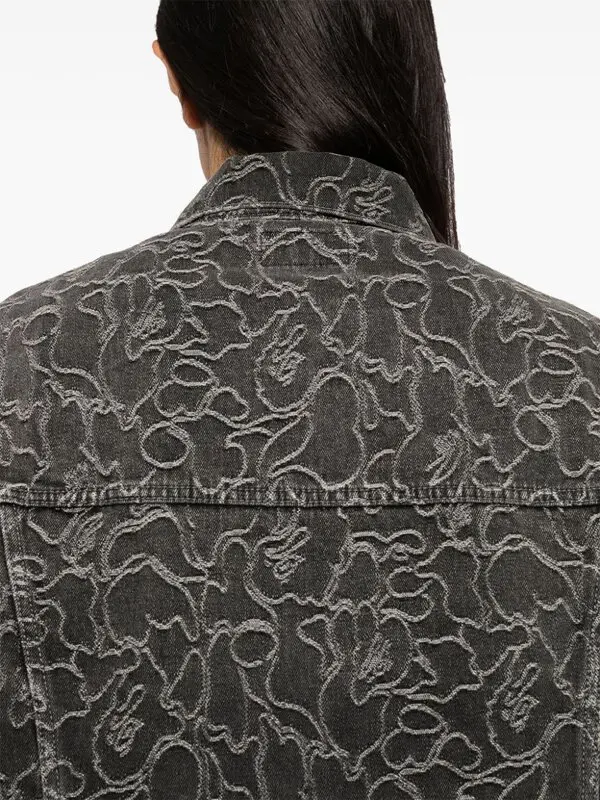 A BATHING APE Logo-embroidered Denim Jacket - Black