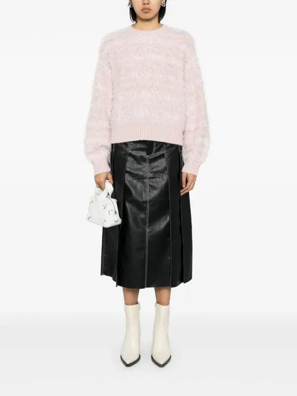 B+AB Contrast Stitching Midi Skirt
