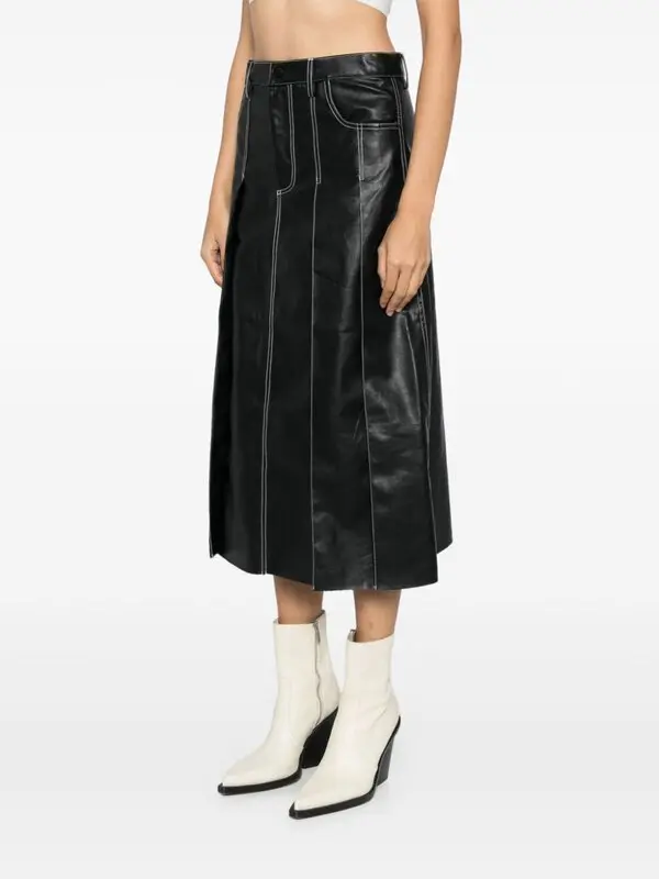 B+AB Contrast Stitching Midi Skirt