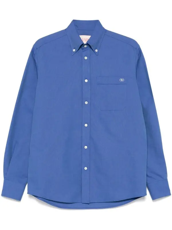 Valentino Garavani Vlogo-embroidered Shirt - Blue