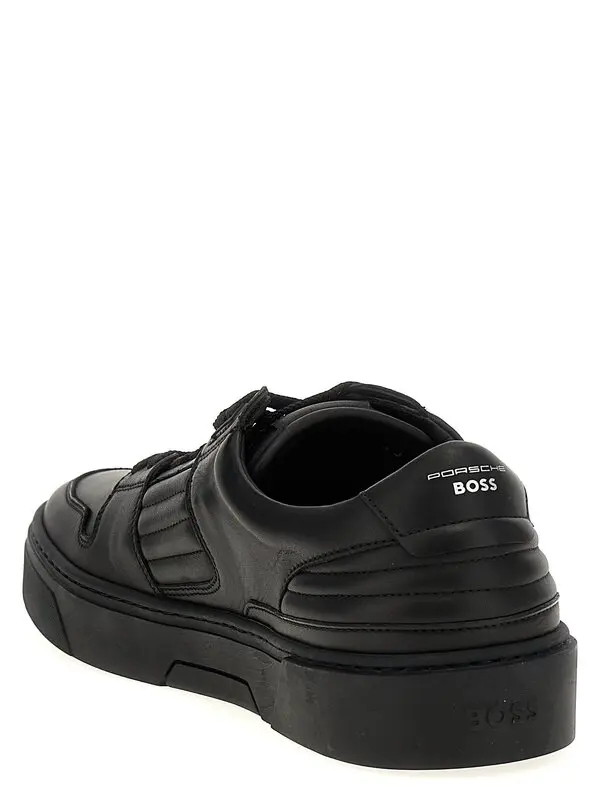 Hugo Boss Porsche X Boss Capsule Leather Sneakers In Black - 25