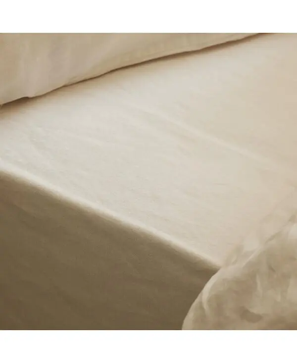 PIGLET IN BED Linen Blend Fitted Sheet - Pearl