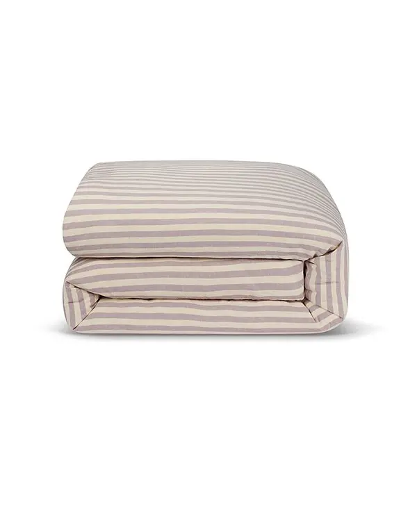 PIGLET IN BED Pembroke Stripe Linen Blend Duvet Cover - Elderberry