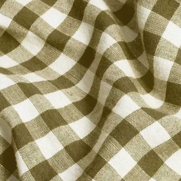 PIGLET IN BED Gingham Linen Blend Fitted Sheet - Botanical Green Gingham