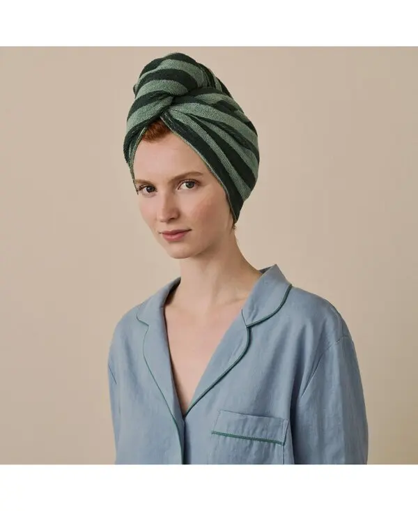 PIGLET IN BED Cotton Hair Wrap - Pine Green