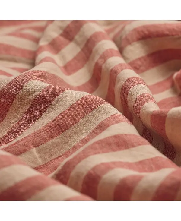 PIGLET IN BED Pembroke Stripe Linen Blend Pillowcases - Sandstone Red