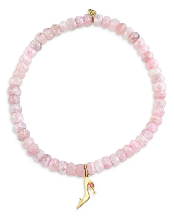SYDNEY EVAN Glinda Pure Heel Charm Beaded Bracelet - Pink/gold