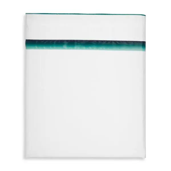 AMALIA HOME COLLECTION Lagos Gradient Egyptian Cotton Sateen Flat Sheet, Queen Exclusive - White/esmerald
