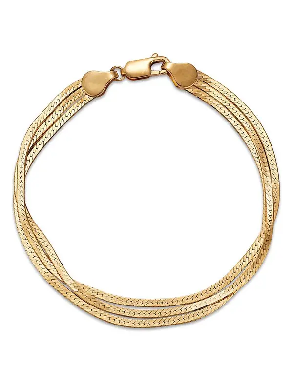 Bloomingdale'S Herringbone Link Three Strand Bracelet - Gold