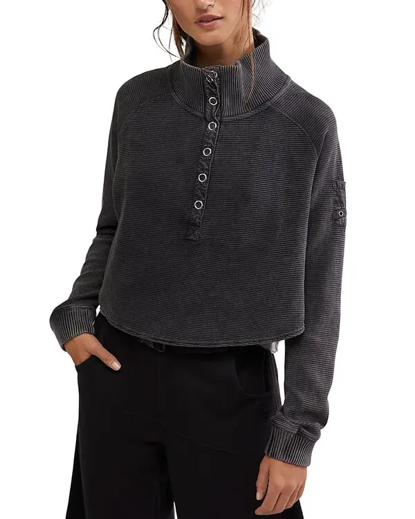 Free People Henley Long Sleeve Tee - Black