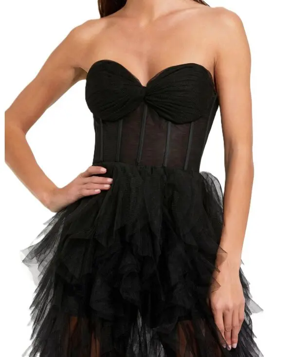 Mac Duggal Ieena Collection Strapless Bustier Gown - Black