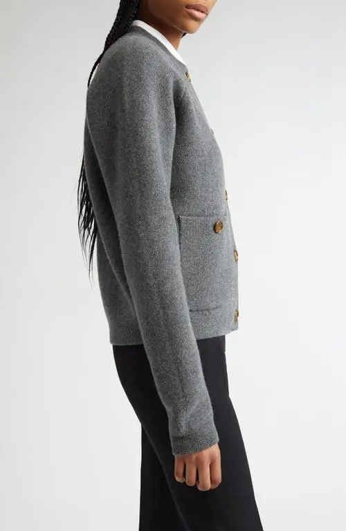 TOTEME Hammered Button Wool-cashmere Cardigan - Grey Melange