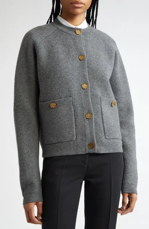 TOTEME Hammered Button Wool-cashmere Cardigan - Grey Melange