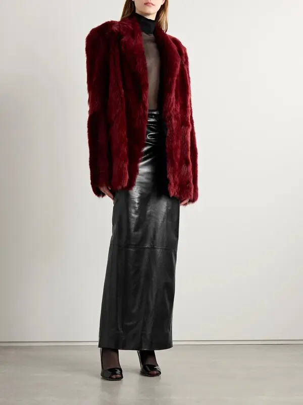 Khaite Winler Gathered Leather Maxi Skirt