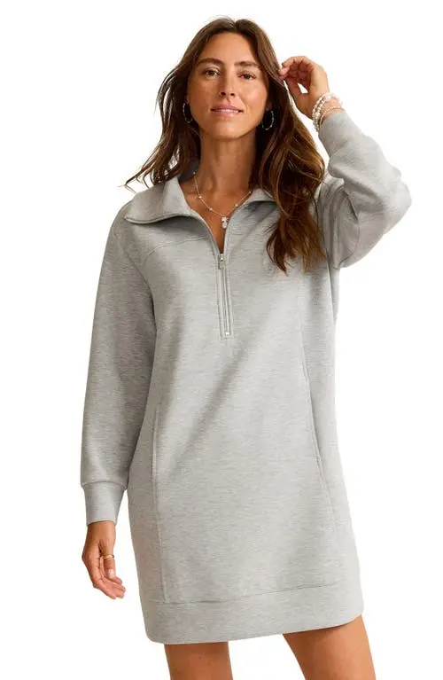 Tommy Bahama Palm Voyage Half-Zip Long Sleeve Sweatshirt Dress - Pearl Grey  Heather | Editorialist
