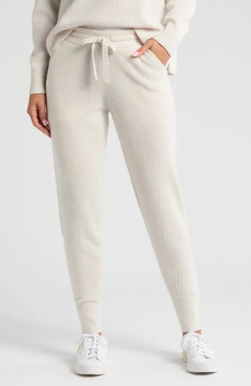 Zella Wool & Cashmere Knit Joggers - Ivory Egret Light