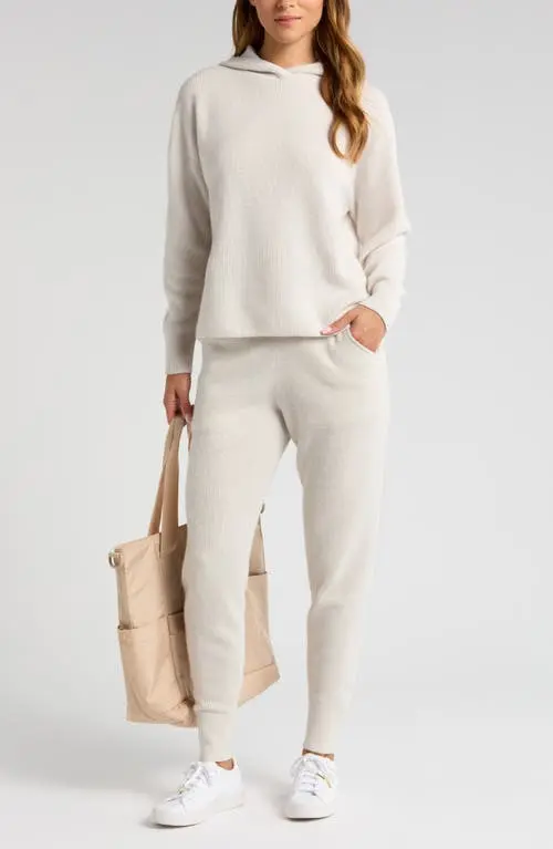 Zella Wool & Cashmere Knit Joggers - Ivory Egret Light