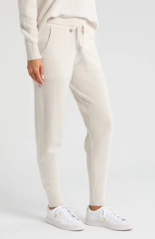 Zella Wool & Cashmere Knit Joggers - Ivory Egret Light